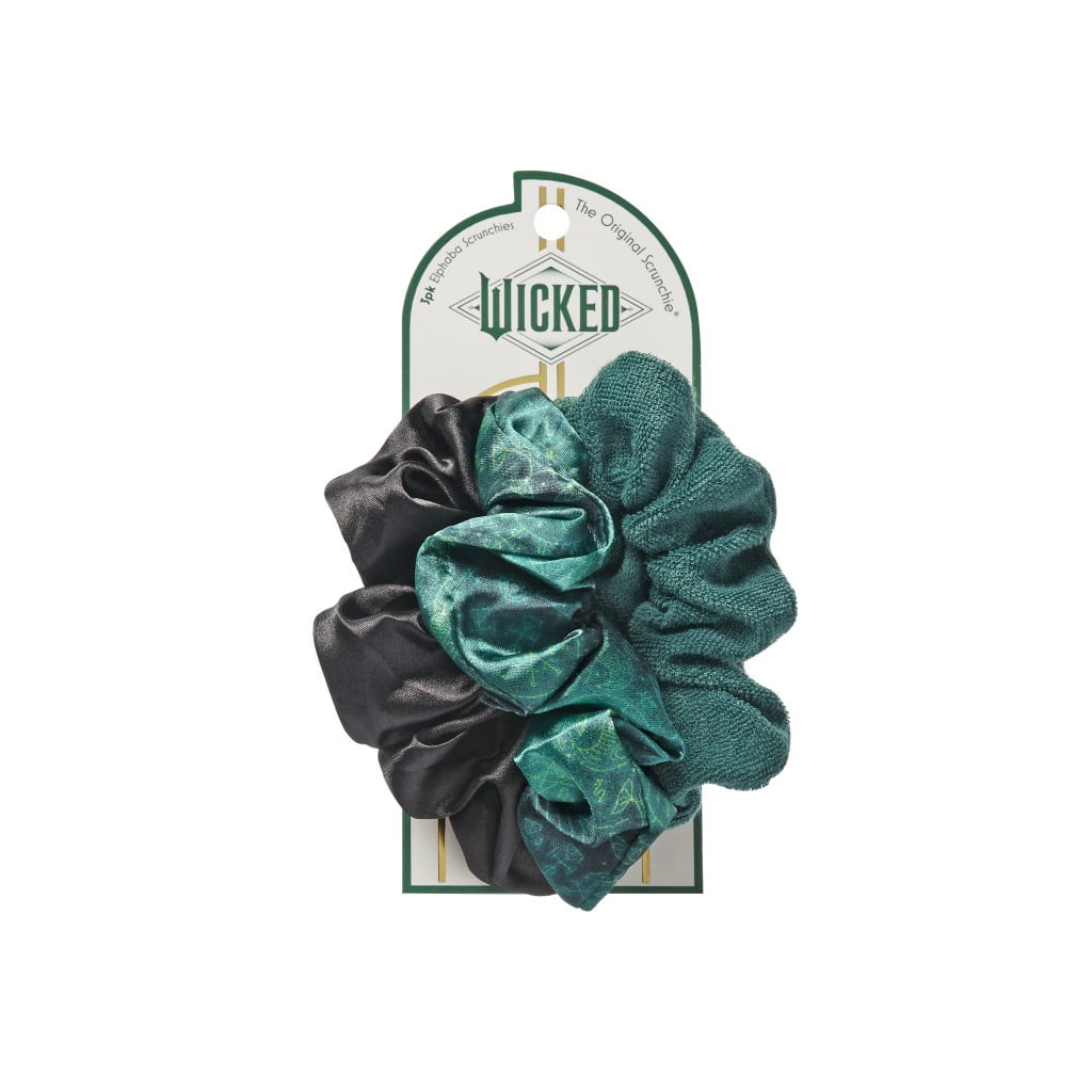 Conair Wicked Elphaba 3PK Scrunchie Green and Black - Walmart.com