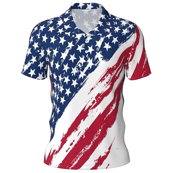 Conairie 4th of July Polo Shirts For Mens Button Stand Collar Short ...