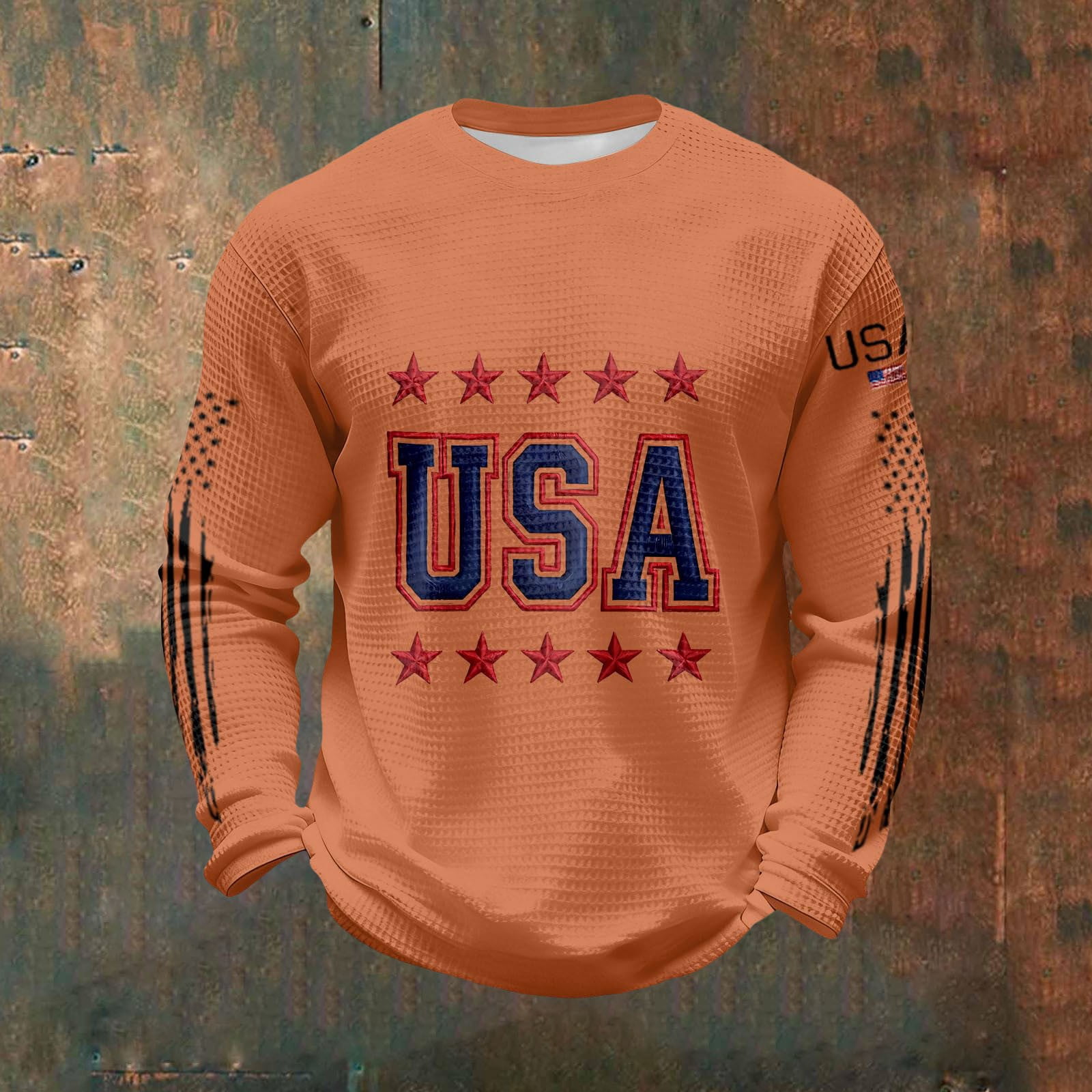 Conairie 4th of July T Shirt Mens Loose Crew Neck Long Sleeve Patriotic ...