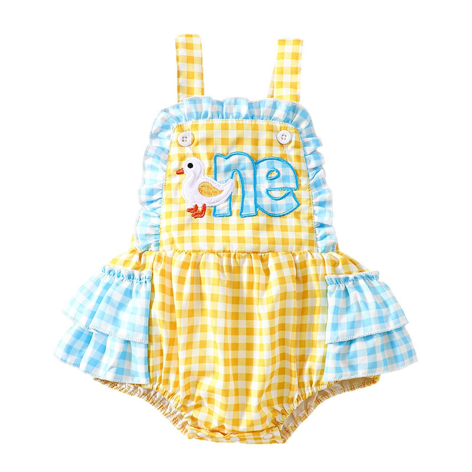 Conairie Baby Girls Bodysuit Dress Plaid Print Onesie Sleeveless Romper ...