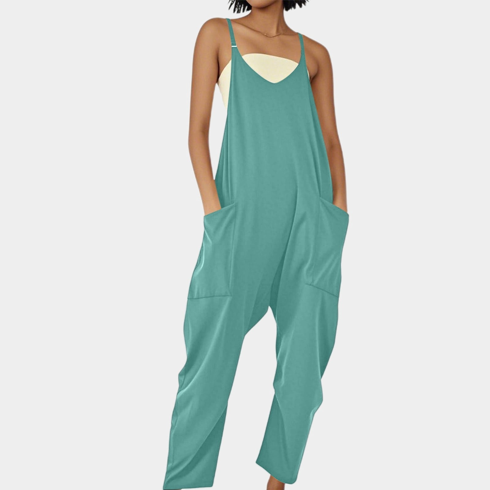 Conairie Bib Overalls Women Solid Color Loose Boho Streetwear Rompers ...