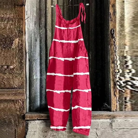 Conairie Bib Overalls Women Stripe Print Comfy Beach Vacation Trendy ...
