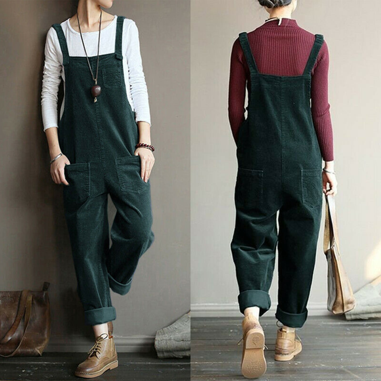 Conairie Bib Overalls Womens Solid Color Stretchy Beach Vacation Trendy ...