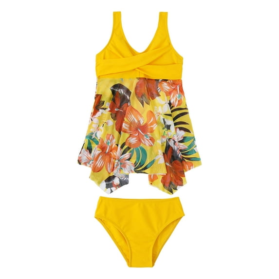 Conairie Bikini Sets For Girls Two Piece Flower Print Sleeveless ...