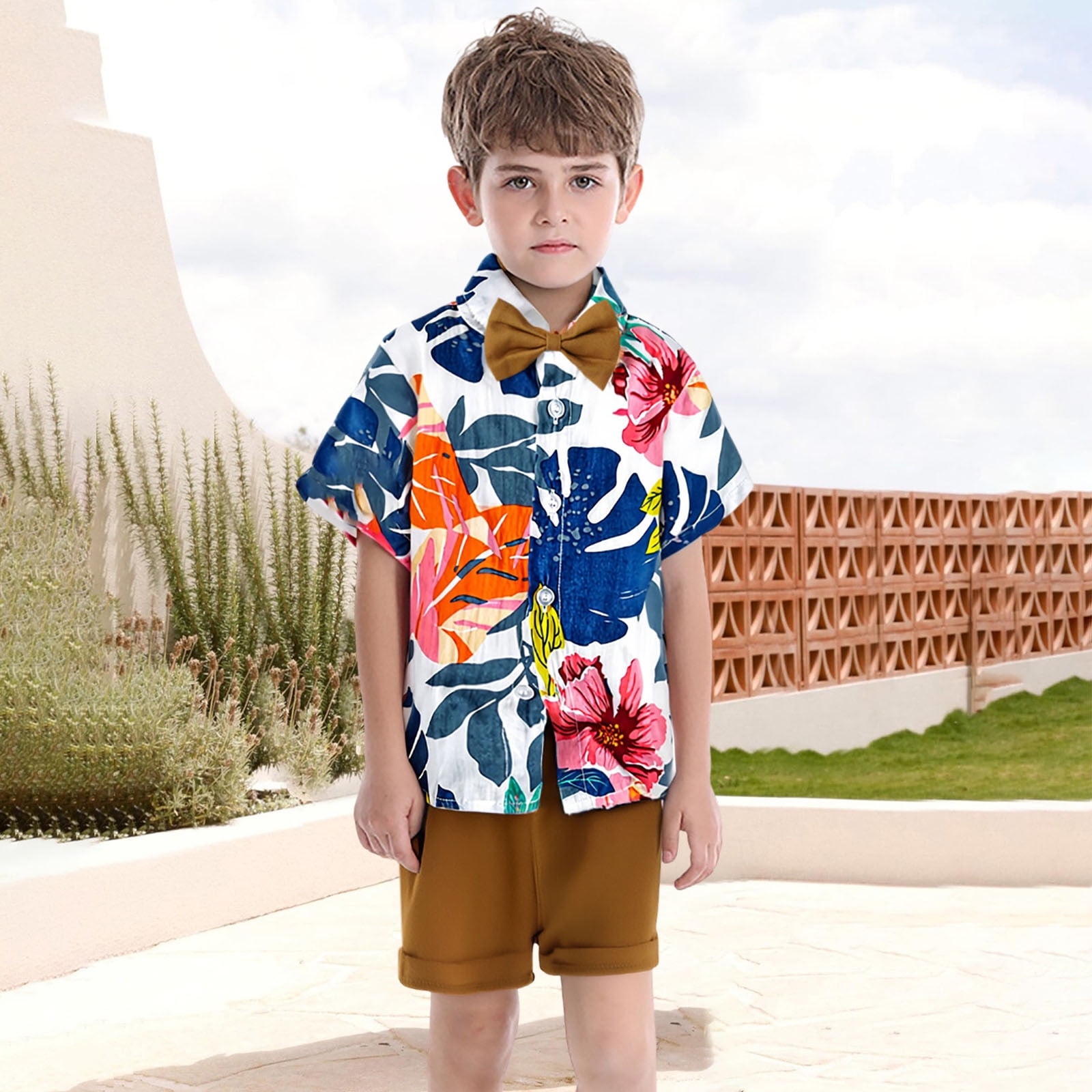 Conairie Boy Clothing Set 2 Piece Collar Short Sleeve Button Down Shirt ...