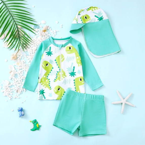 Conairie Boy Swimsuit 3 Piece Stretch Long Sleeve Rash Guard Swim Shirt ...