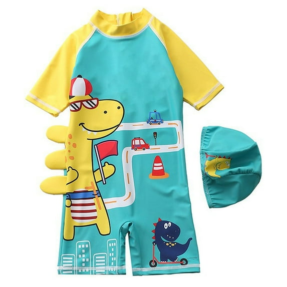 Conairie Boy Two Piece Swimsuit Elastic Zipper Short Sleeve Rash Guard ...