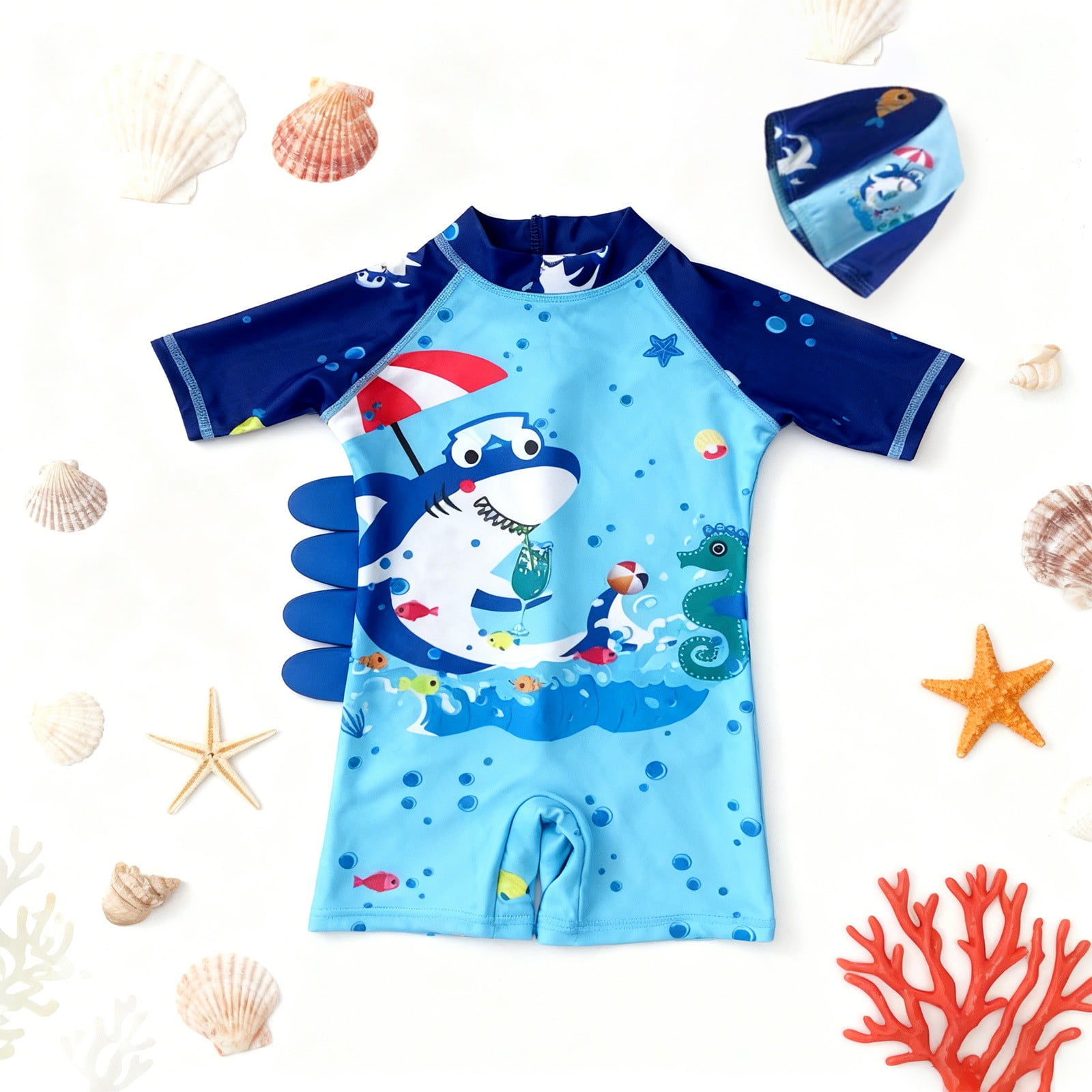 Conairie Boys Swimsuit Two Piece Stretch Zipper Rash Guard Short Sleeve ...