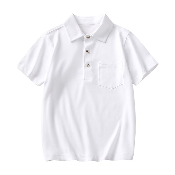 Conairie Button Polo Shirt For Boy Solid Loose Short Sleeve Collared ...