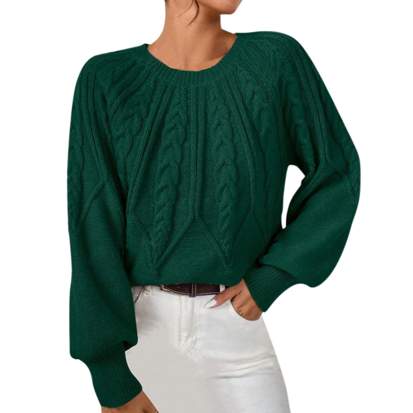 Conairie Cable Knit Sweater for Women Threaded Solid Color Oversized ...