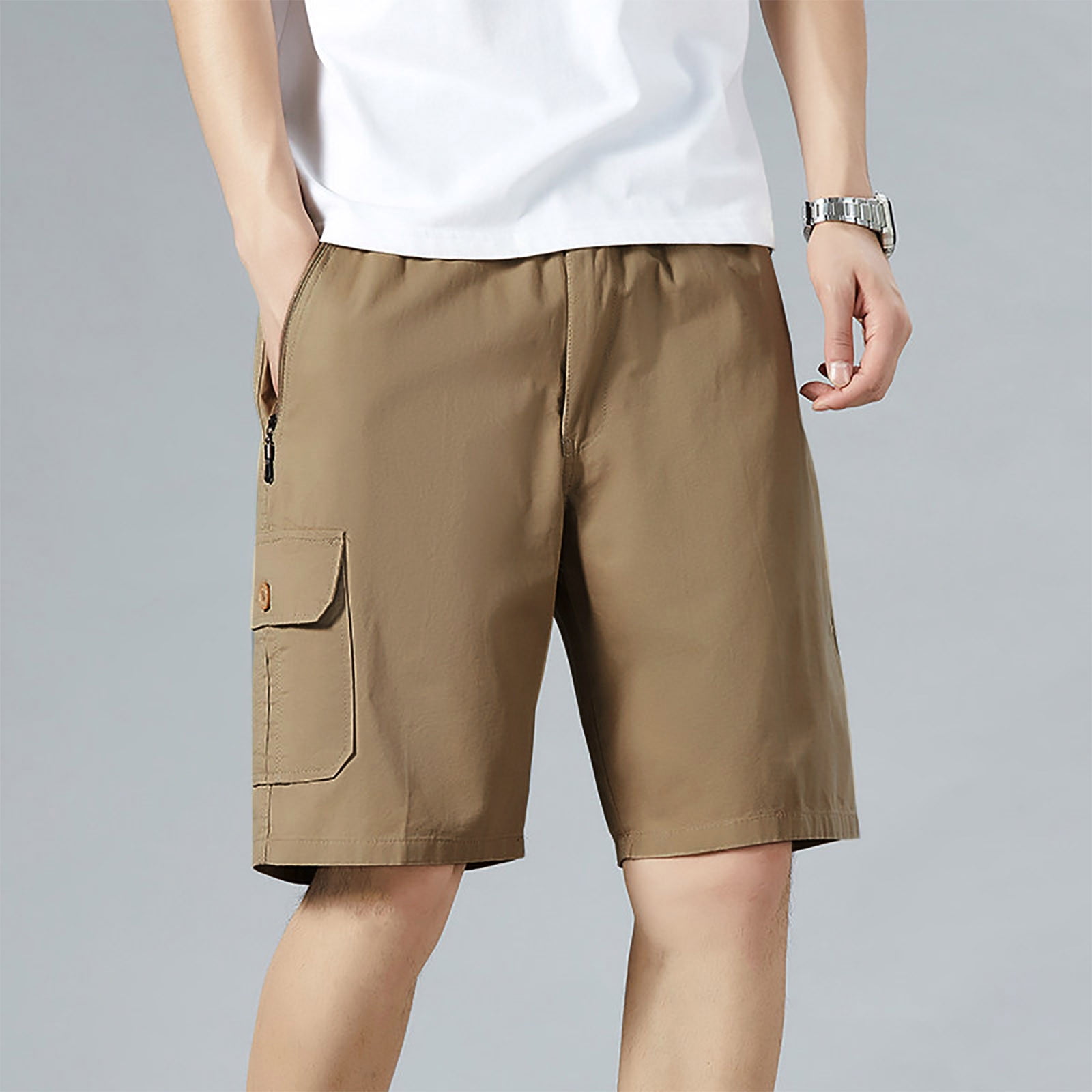 Conairie Cargo Shorts for Men Vintage Elastic Waist Twill Work Out ...