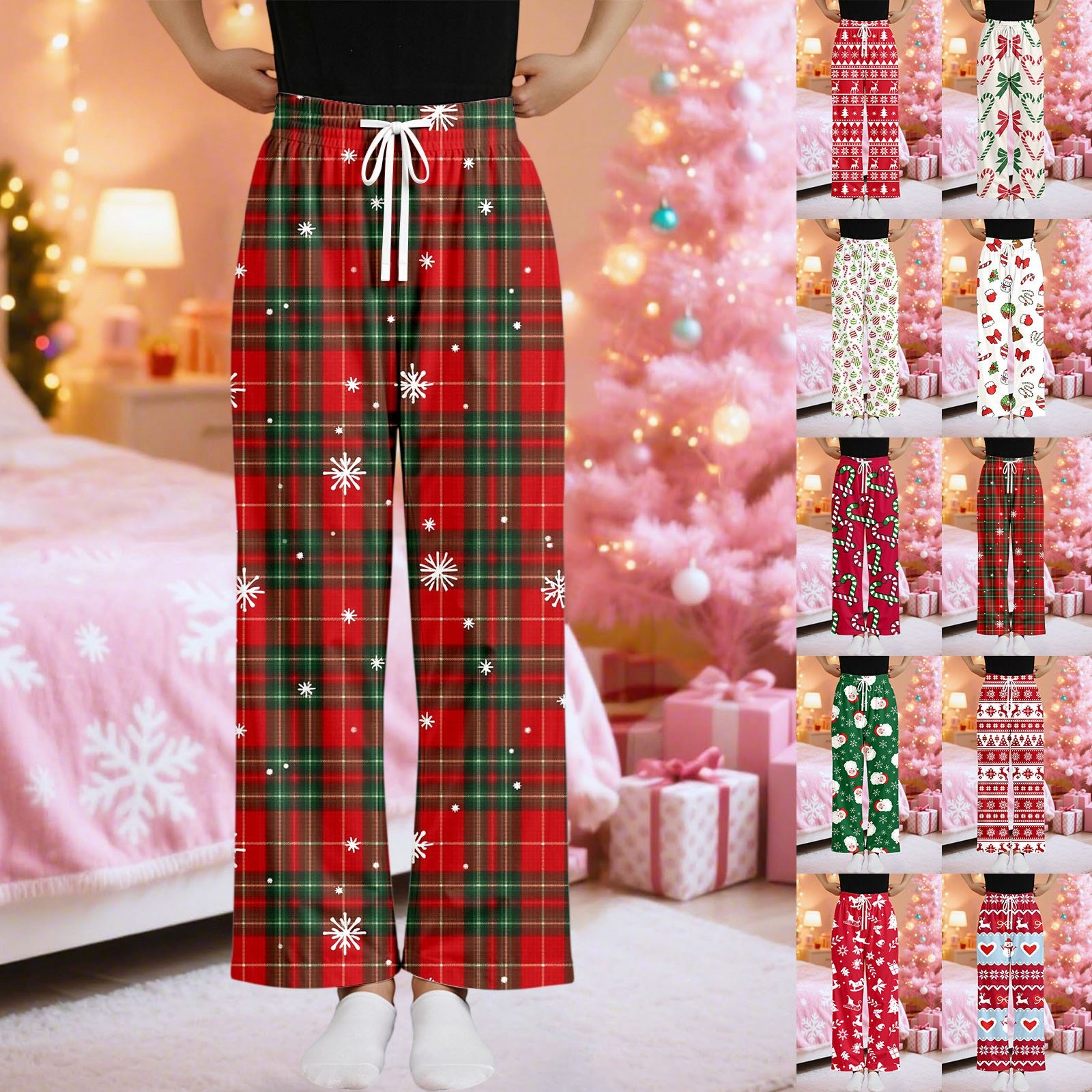 Conairie Christmas Pajama Pants Women Comfy Holiday Funny Floral Print ...