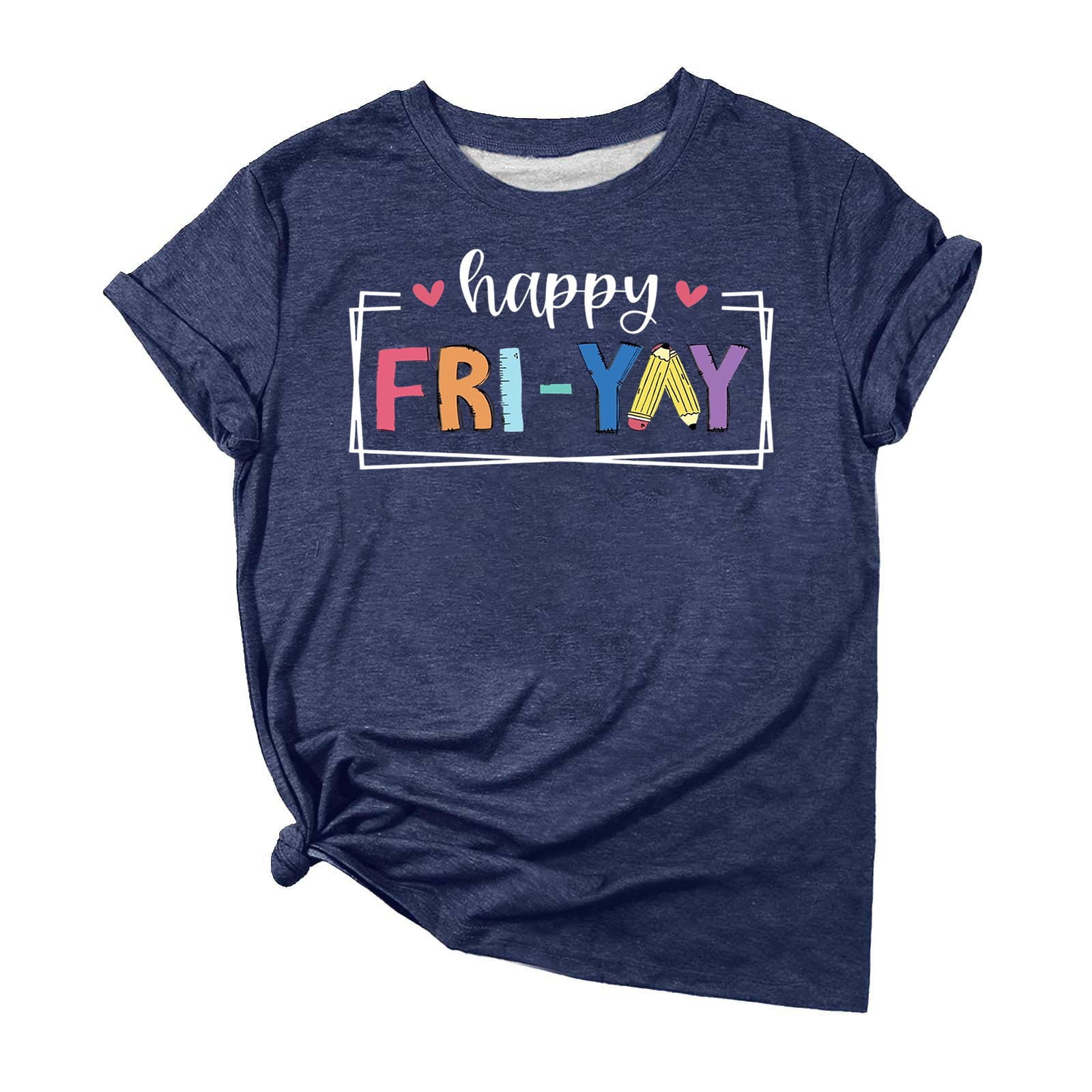 Conairie Crew Neck Shirts For Women Loose Letter Print Short Sleeve T ...