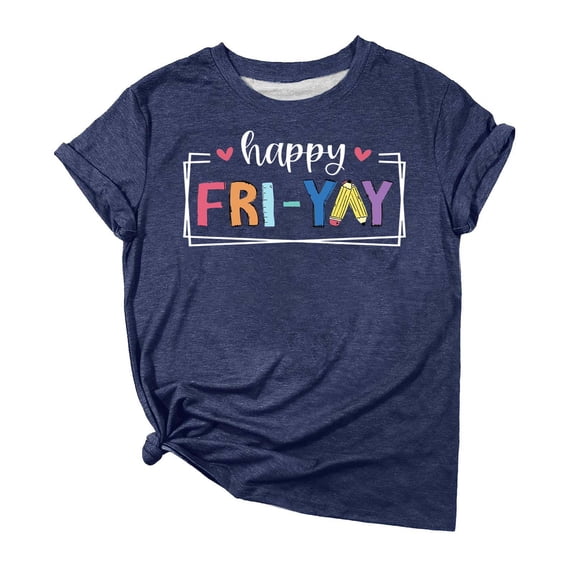 Conairie Crew Neck Shirts For Women Loose Letter Print Short Sleeve T ...
