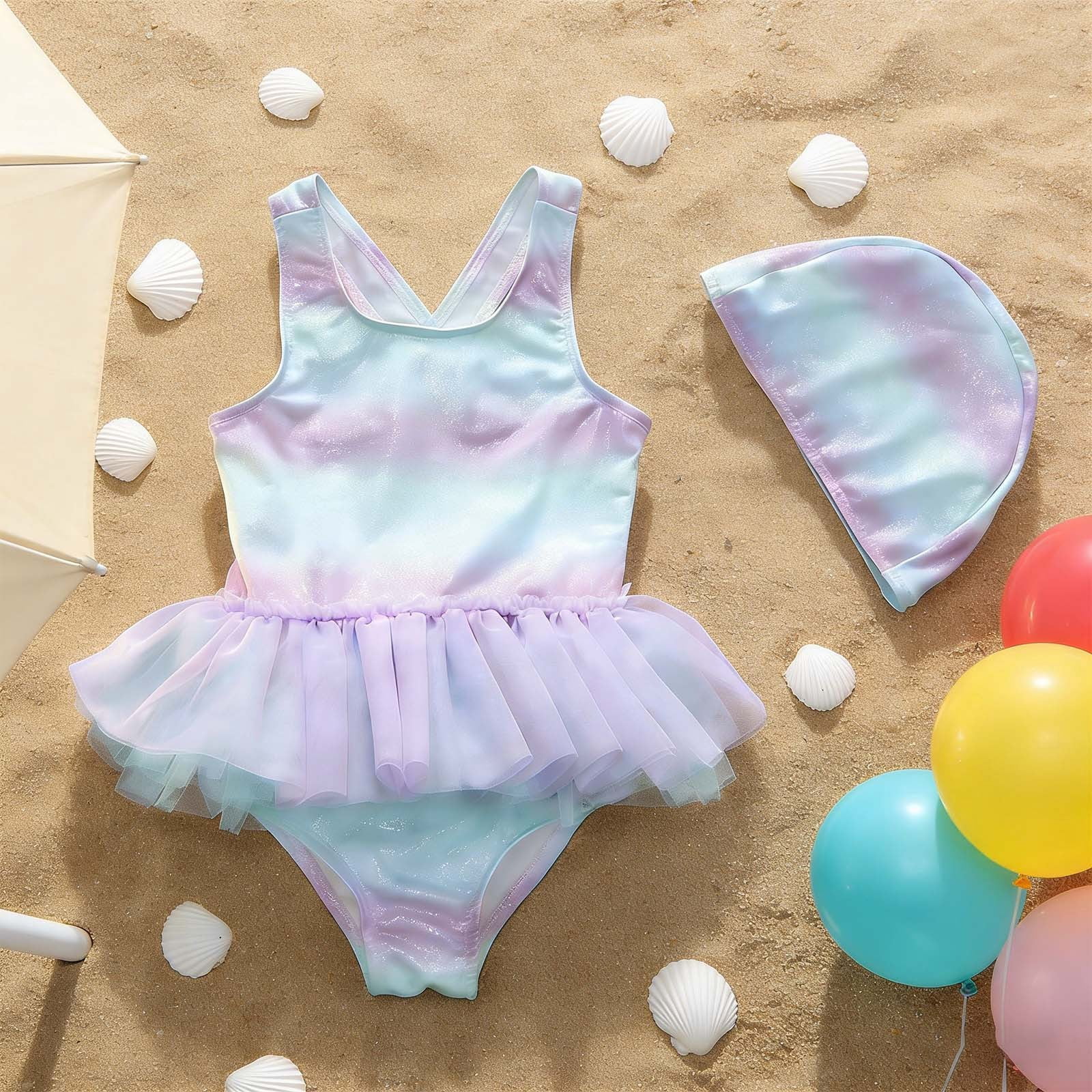 Conairie Girls Swimsuit One Piece Cute Color Block Kids Bathing Suit ...