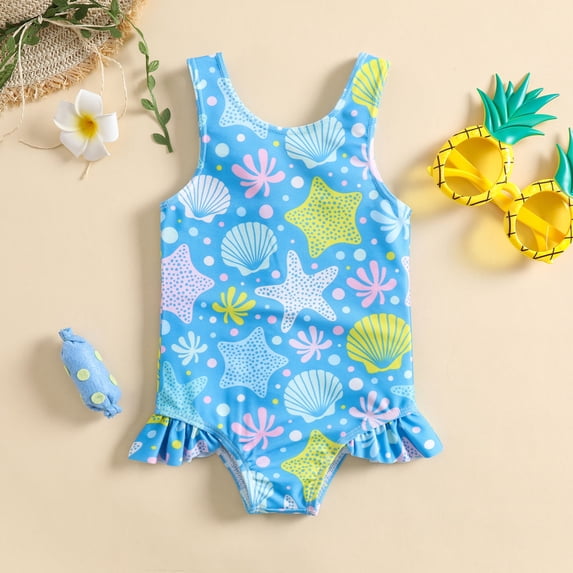Conairie Girls Swimsuit One Piece Cute Scale Print Bathing Suit with ...