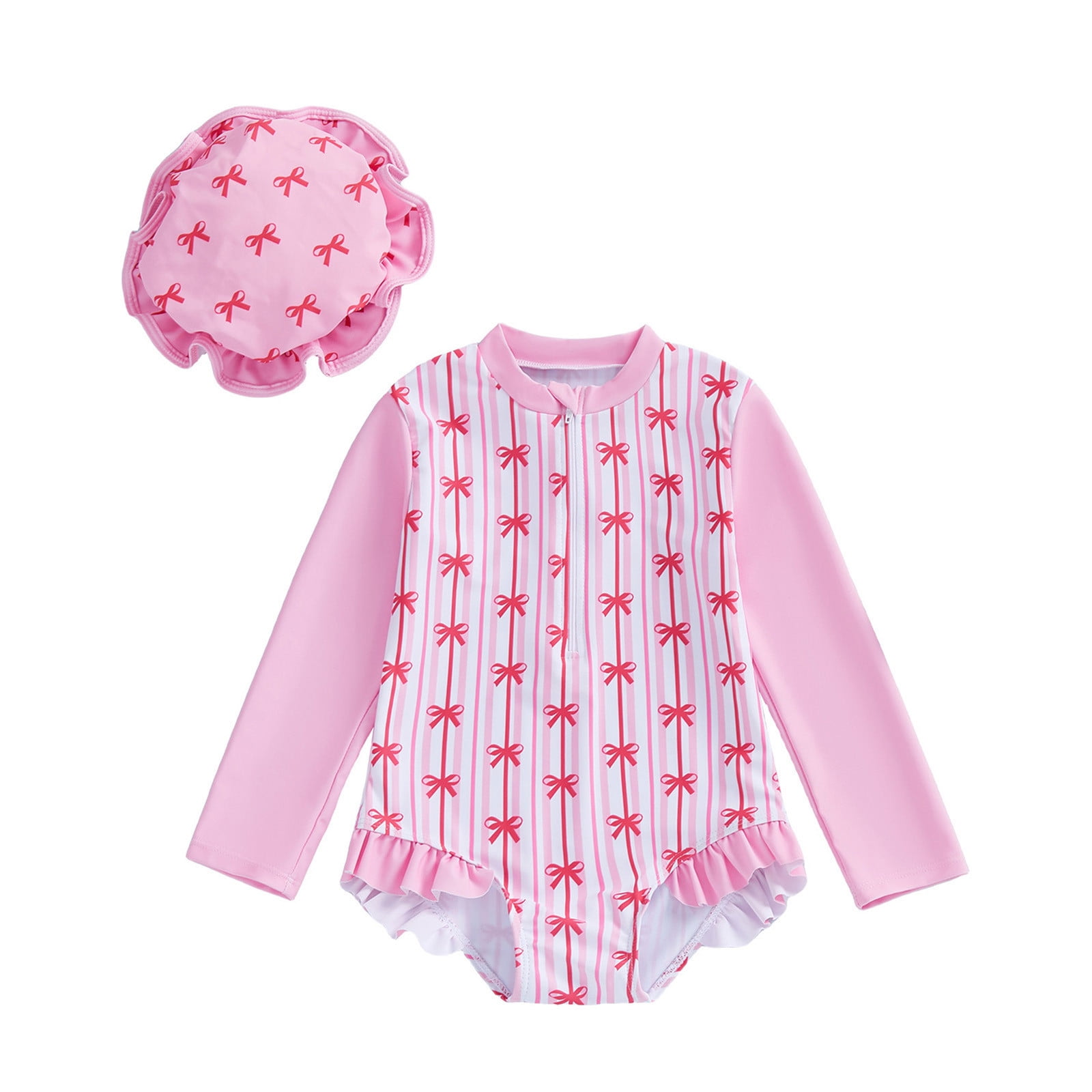 Conairie Girls Swimsuit Set Two Piece Graphics Rash Guard Long Sleeve ...