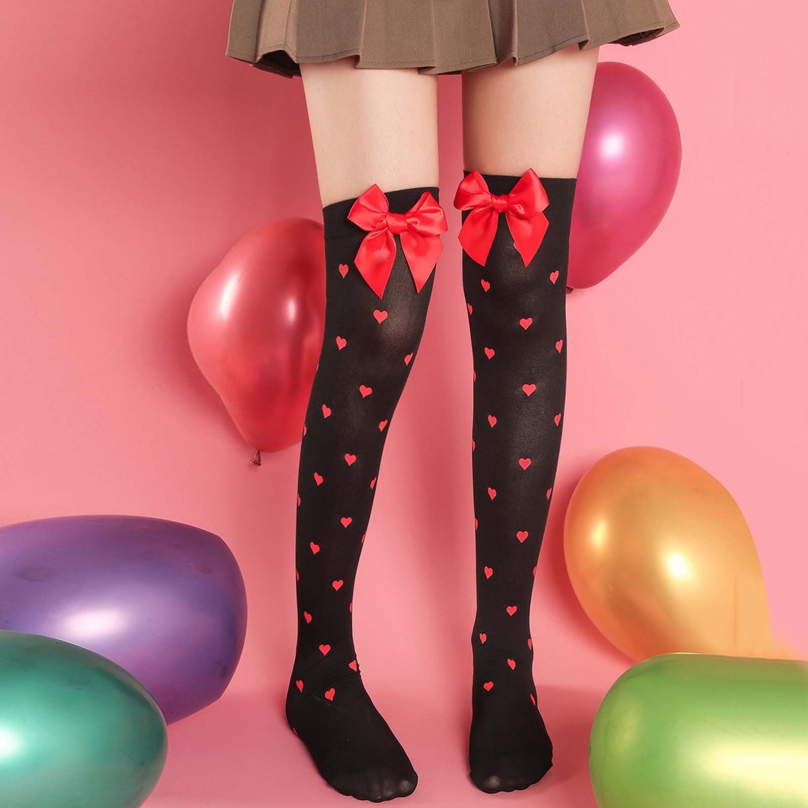 Conairie Knee High Socks for Women Valentine's Day Bowknot over the ...