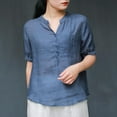 Conairie Linen Shirts for Women Half Sleeve V Neck Tops Lightweight ...