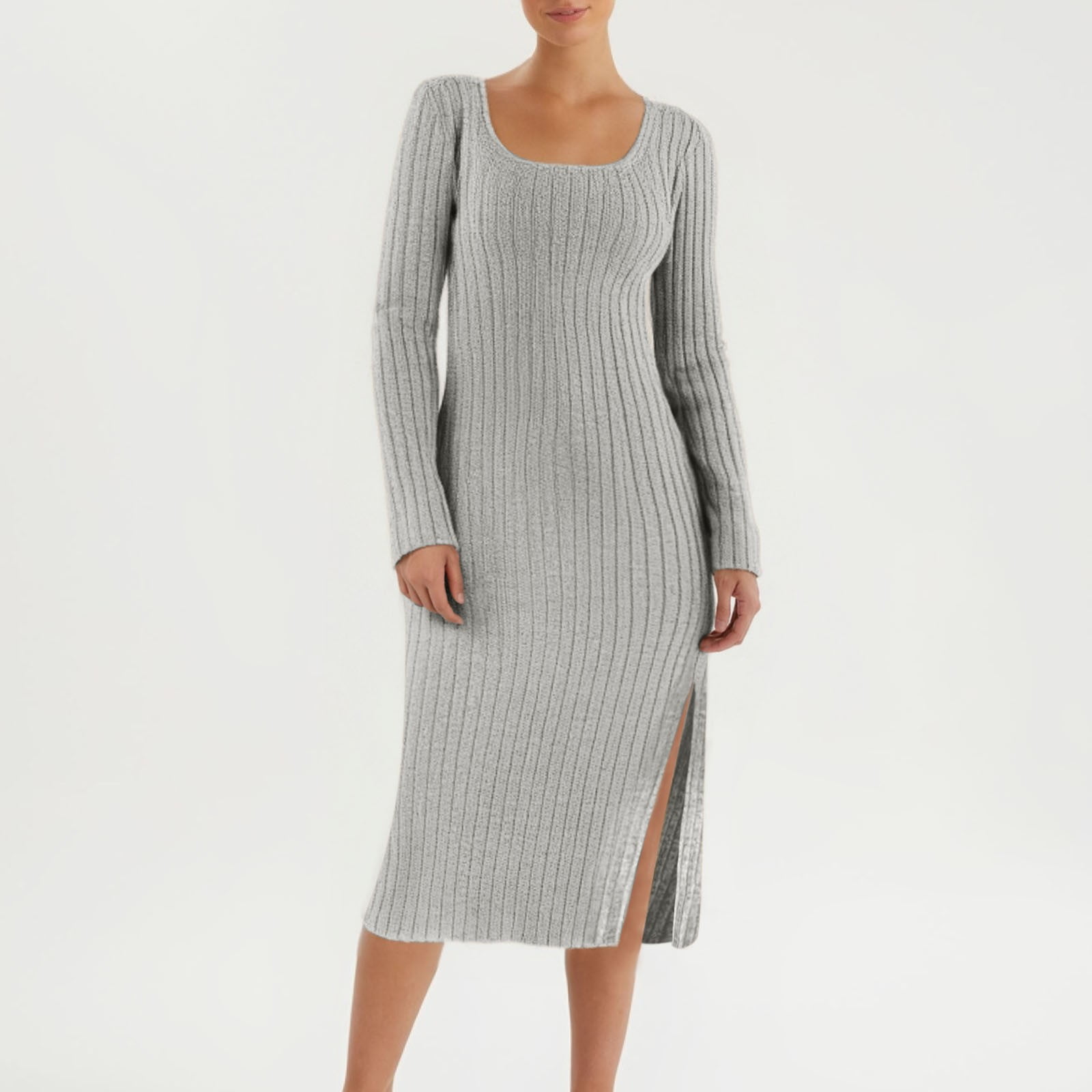 Conairie Maxi Dresses for Women Solid Color Square Neck Loose Stretch ...