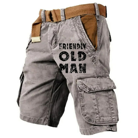 Conairie Men Cargo Shorts Vintage Elastic Waist Work Shorts Breathable ...