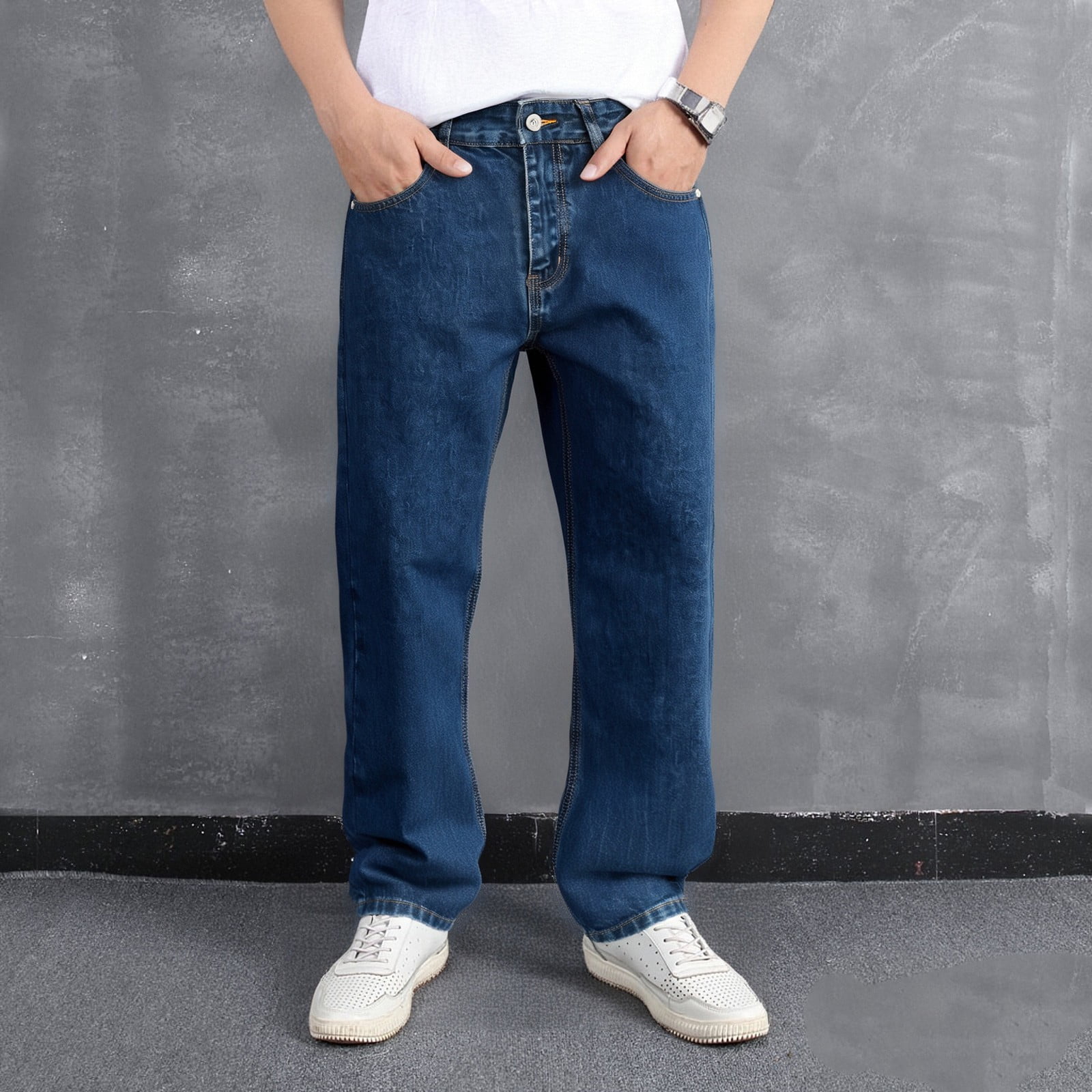 Conairie Men Jeans Relaxed Fit Fashion Stretch Denim Pants Comfy Street ...