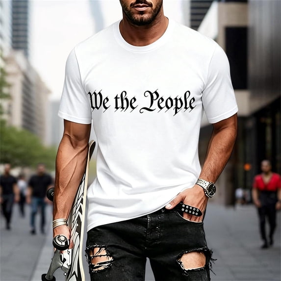 Conairie Men Patriotic Shirts Loose Crew Neck Short Sleeve 4th of July ...