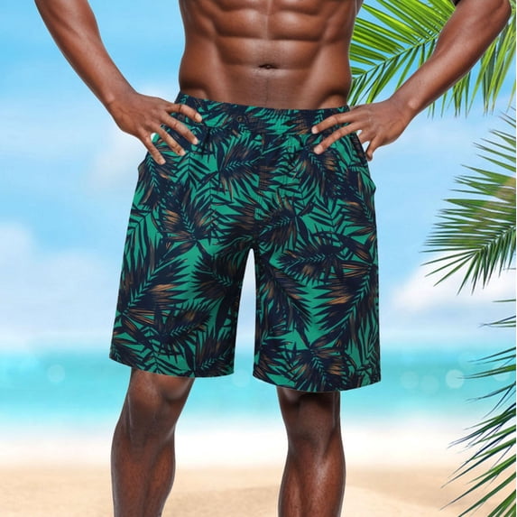 Conairie Men Swim Trunks Graphic Print Stretch Quick Dry Liner Swim ...