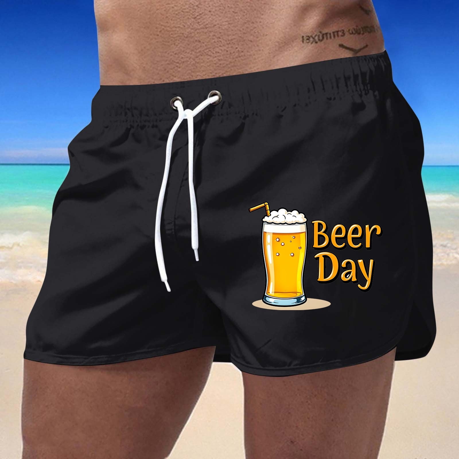 Conairie Men Swim Trunks Letter Quick Dry Swimsuit Board Shorts Beach ...