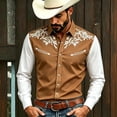 Conairie Men Western Shirts Embroidered Cowboy Long Sleeve Button ...