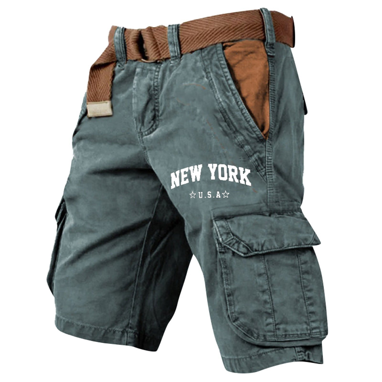 Conairie Men's Cargo Shorts Retro Elastic Waist Work Shorts Breathable ...