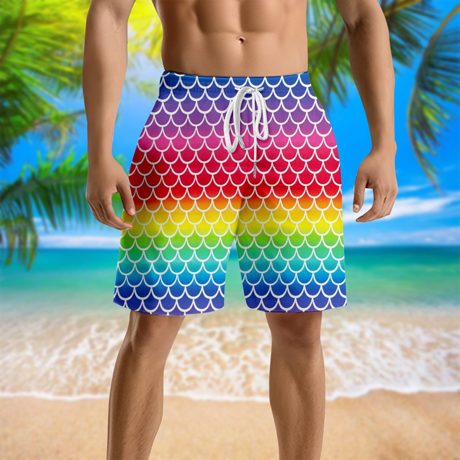 Conairie Men's Swim Trunks Color Block Stretch Quick Dry Swimsuit Board ...