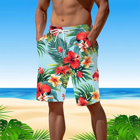 Conairie Men's Swim Trunks Graphic Print Elastic Waist Quick Dry ...