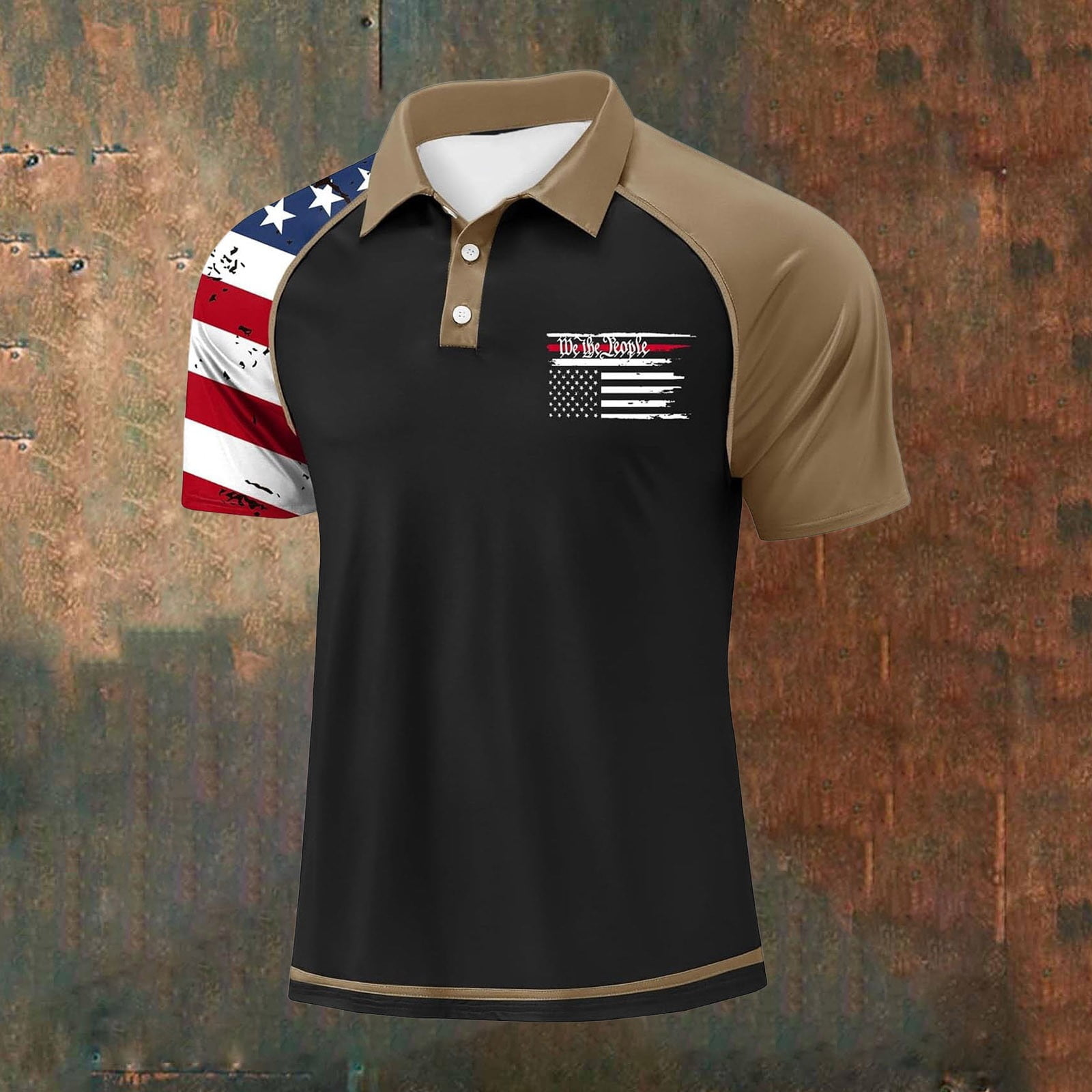 Conairie Mens 4th of July Polo Shirts Short Sleeve Button Stand Collar ...
