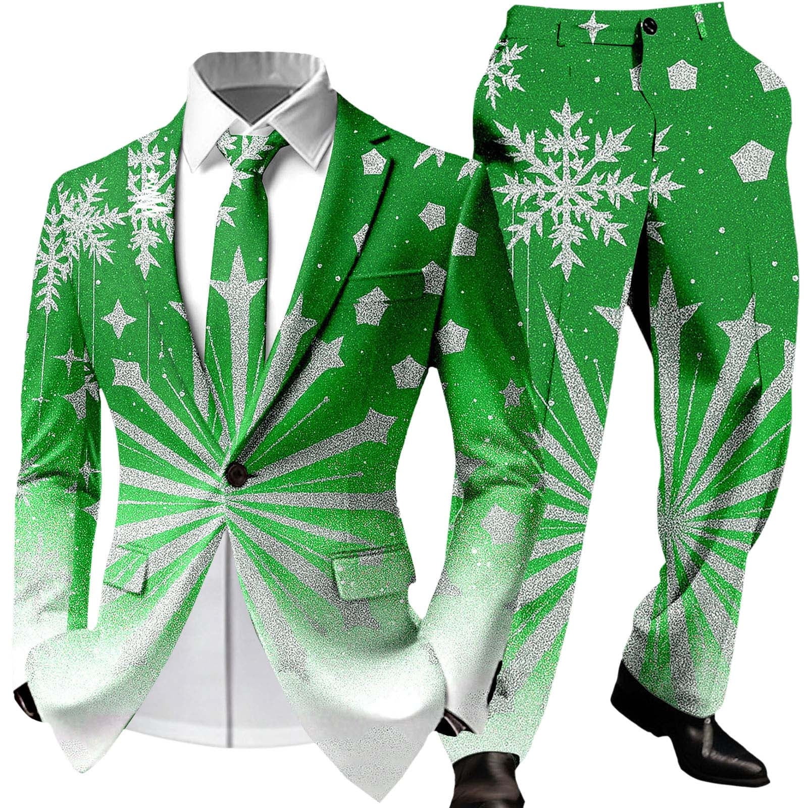 Conairie Mens Christmas Suits 2 Piece Fashion Funny Xmas Snowflake ...