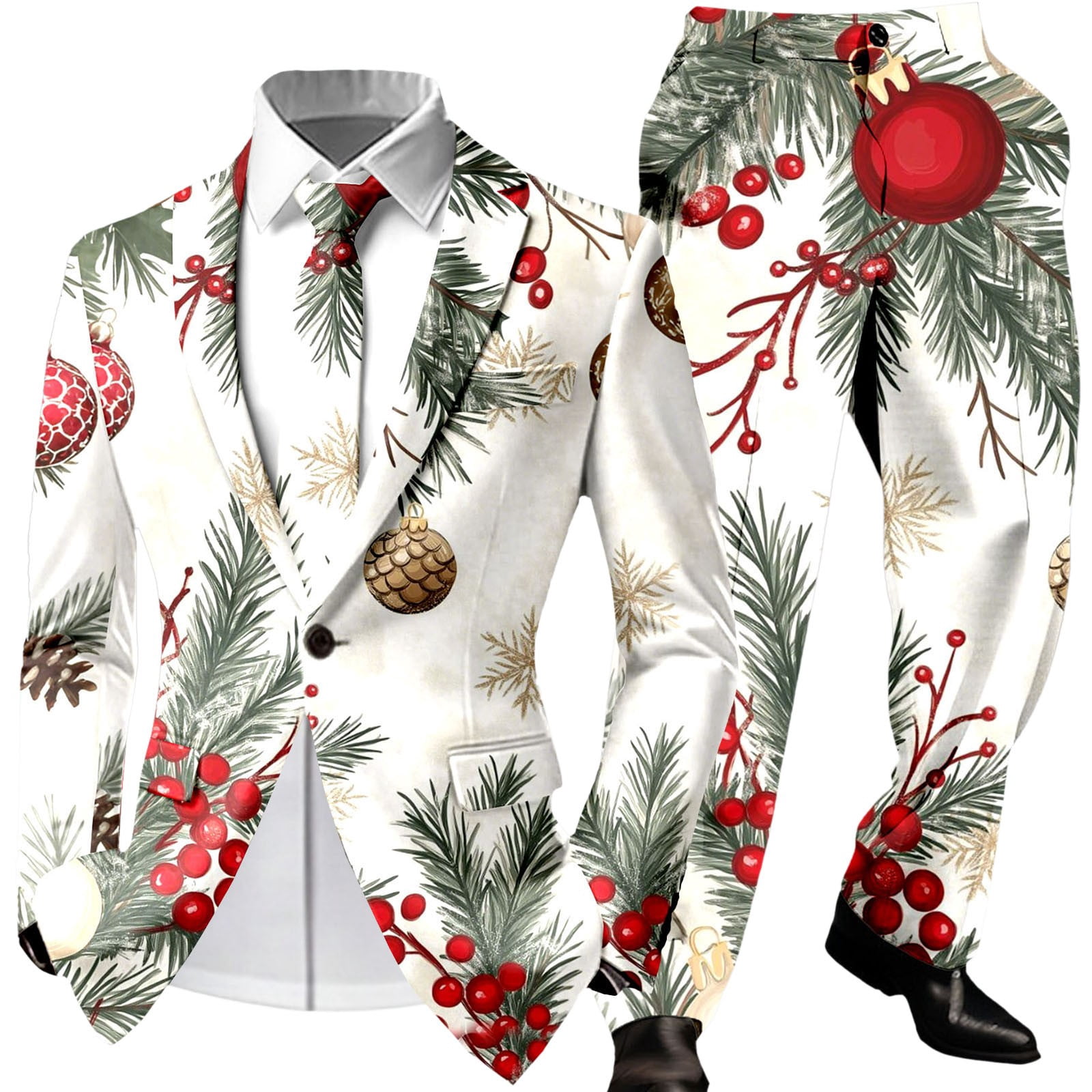 Conairie Mens Christmas Suits 2 Piece Funny Xmas Graphic One Button ...