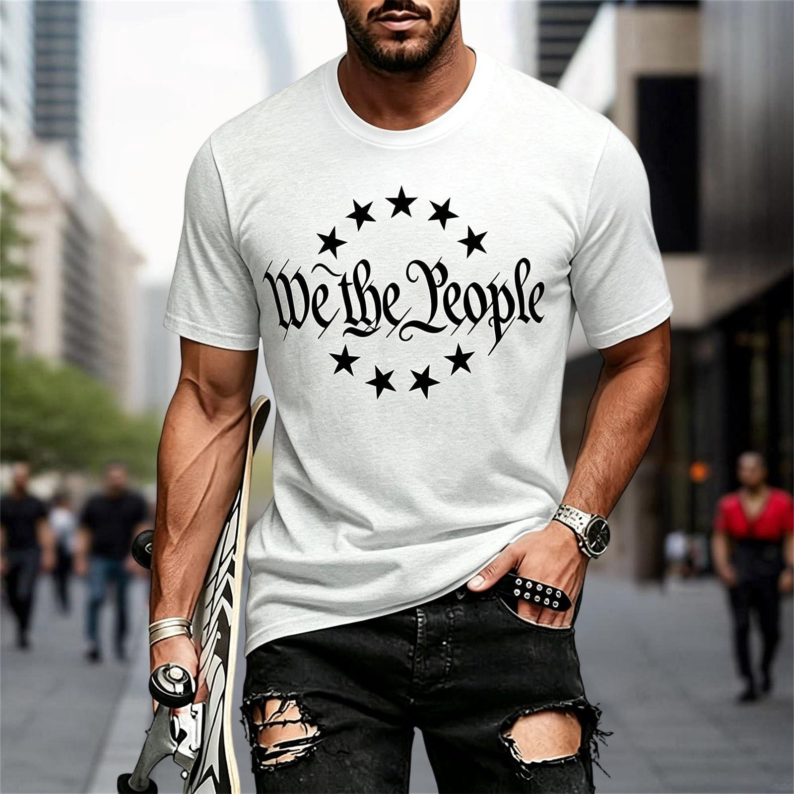 Conairie Mens Patriotic Shirts Loose Crew Neck Short Sleeve 4th of July ...