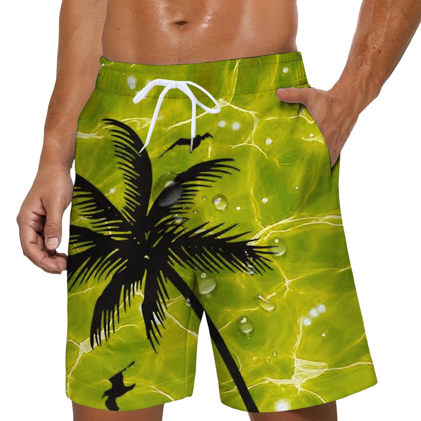 Conairie Mens Swim Trunks Graphic Print Elastic Waist Quick Dry Liner ...