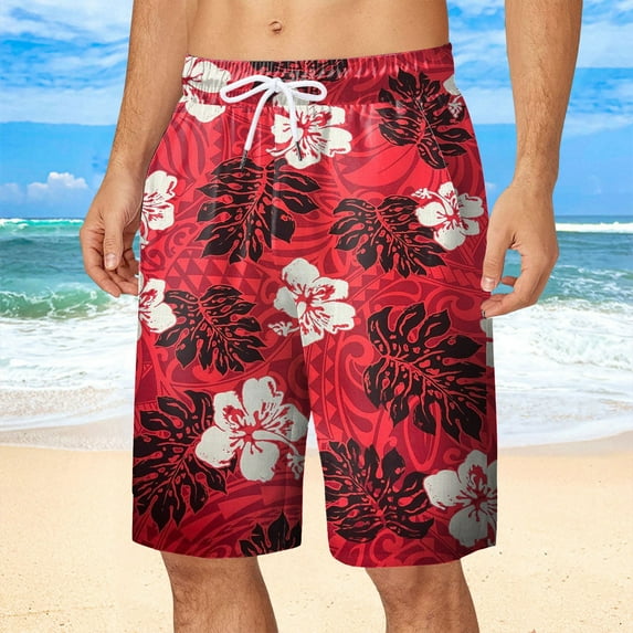 Conairie Mens Swim Trunks Graphic Print Elastic Waist Quick Dry ...