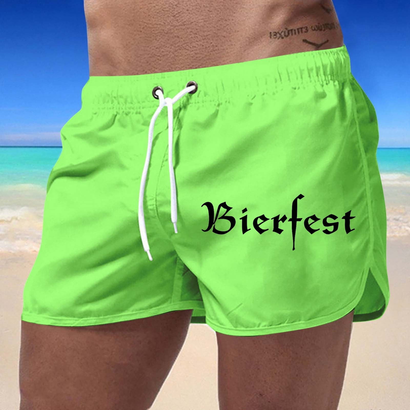 Conairie Mens Swim Trunks Letter Stretch Quick Dry Bathing Suit Board ...