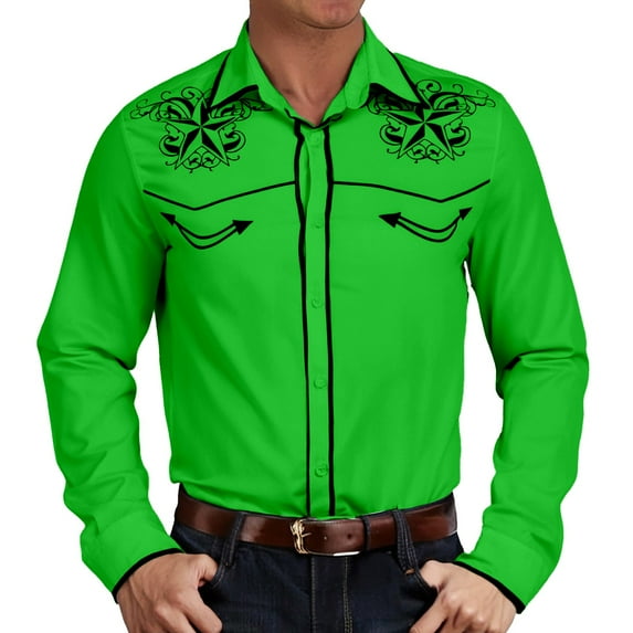 Conairie Mens Western Shirts Long Sleeve Slim Fit Button Down Shirts ...