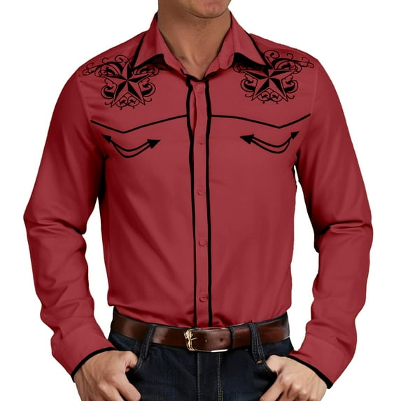 Conairie Mens Western Shirts Long Sleeve Slim Fit Button Down Shirts ...