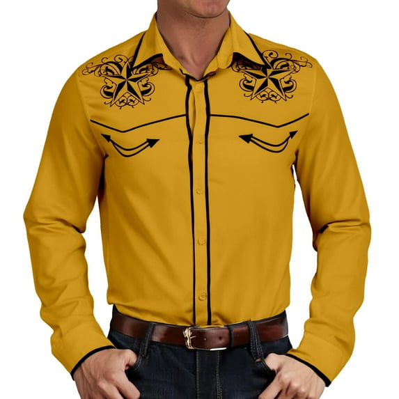 Conairie Mens Western Shirts Long Sleeve Slim Fit Button Down Shirts ...