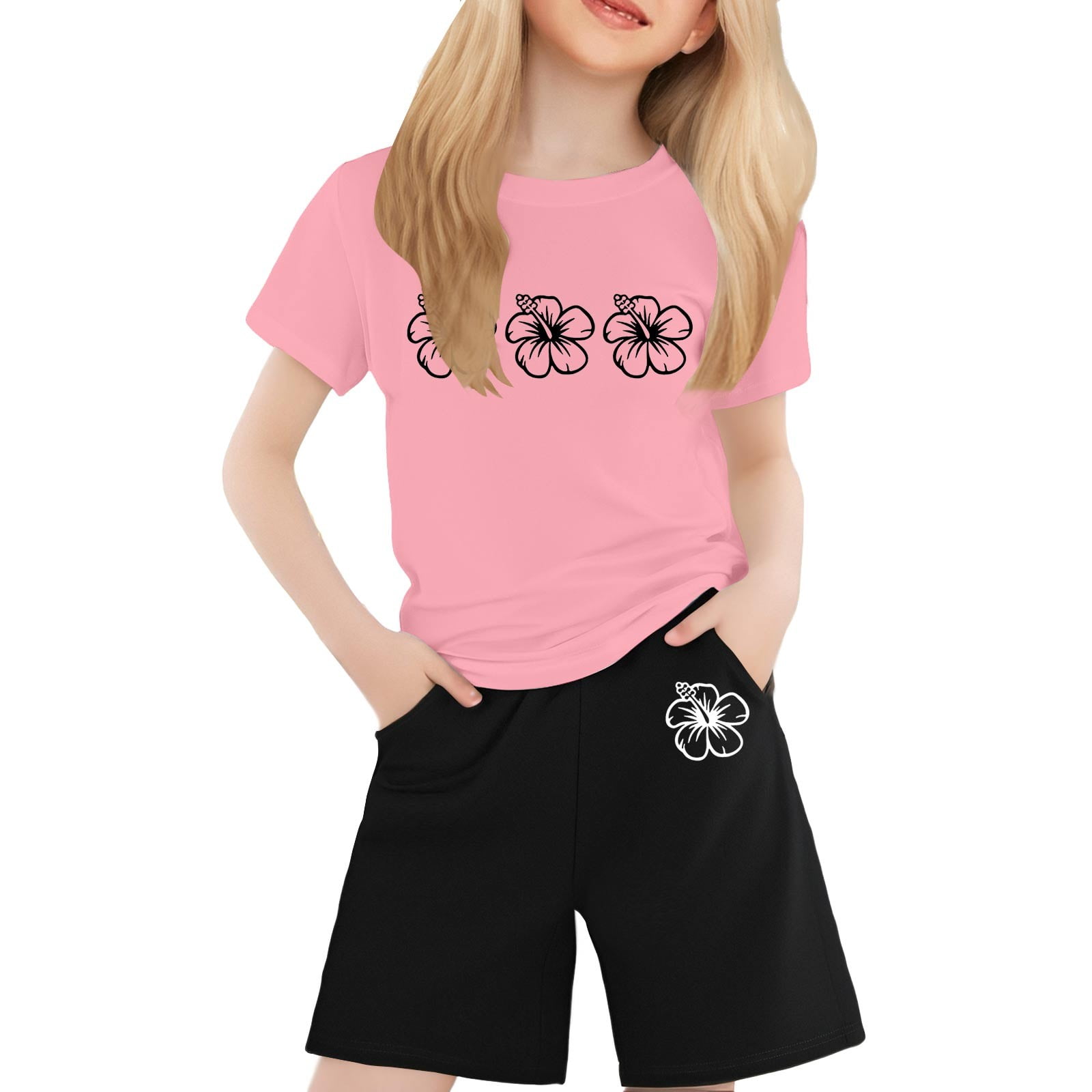 Conairie Outfits Set Two Piece for Girls Regular Fit Short Sleeve T ...