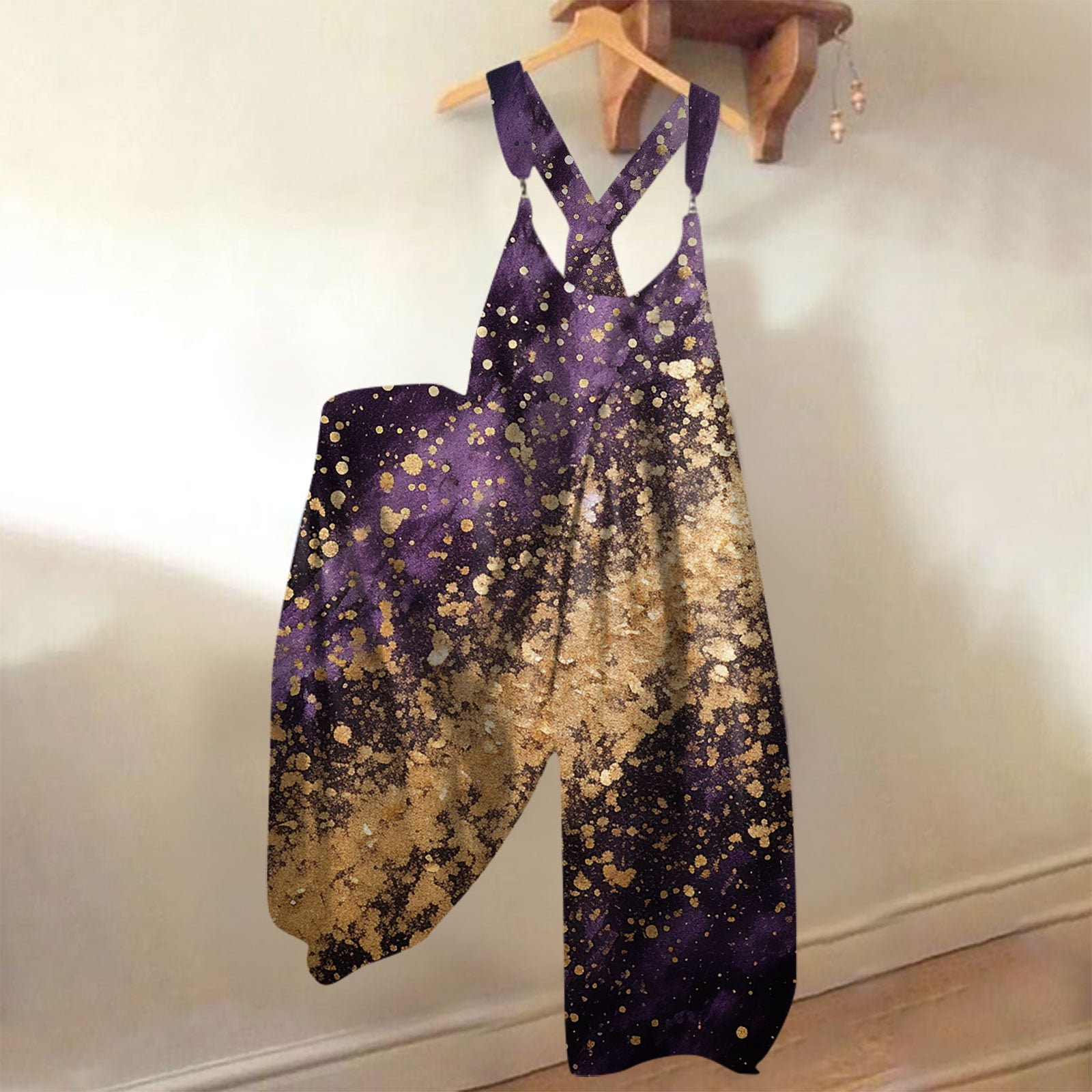 Conairie Overalls For Womens Color Block Boho Streetwear Rompers Wide ...