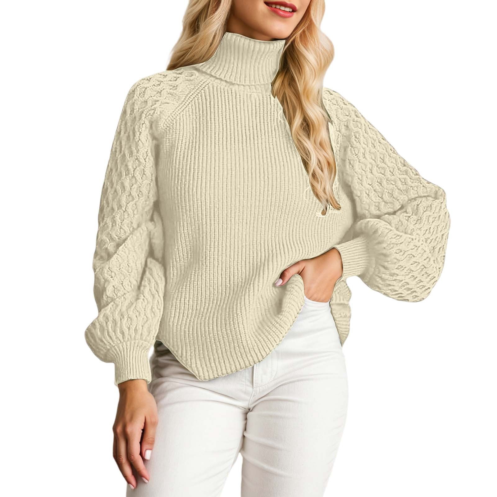 Conairie Oversized Sweaters for Women Solid Color High Neck Cute ...
