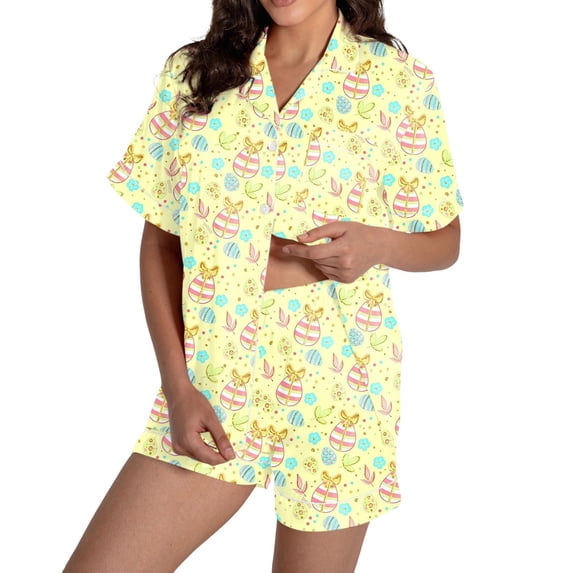 Conairie Pajamas for Women Set Button Collar Short Sleeve Tops and ...