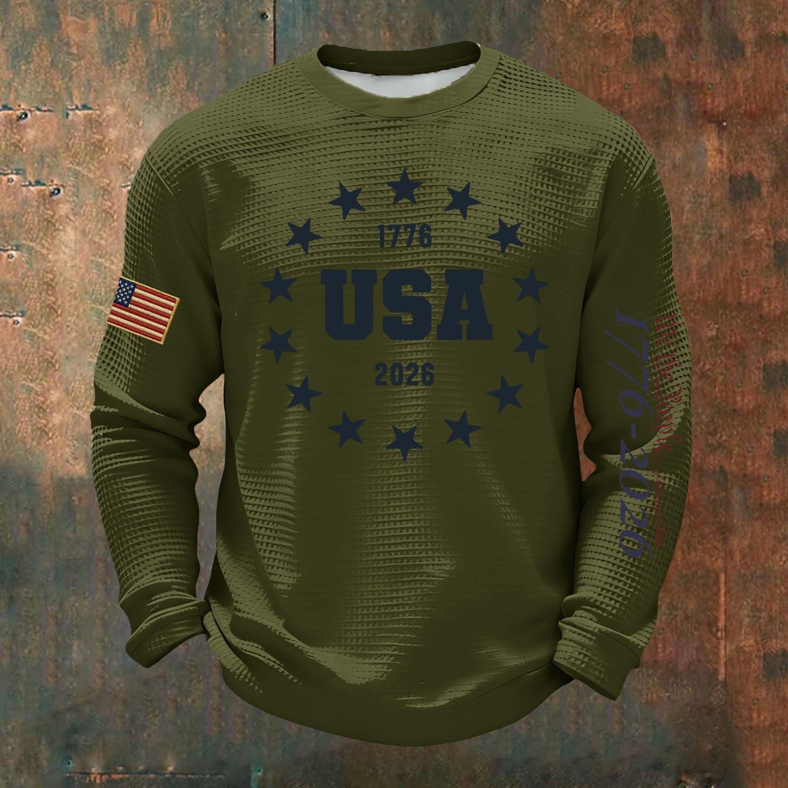 Conairie Patriotic T Shirts For Men Loose Long Sleeve Crew Neck 4th of ...