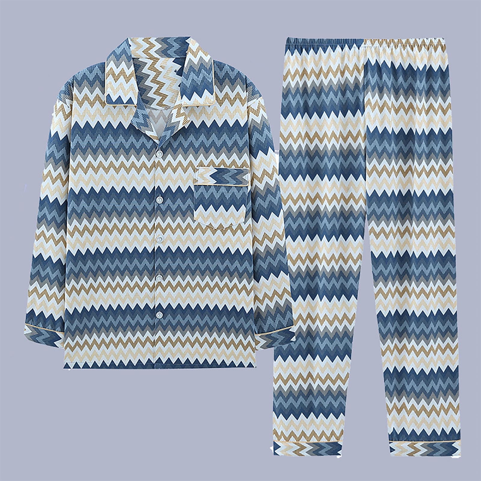 Conairie Plaid Pajamas for Men Set Two Piece Long Sleeve Collared ...