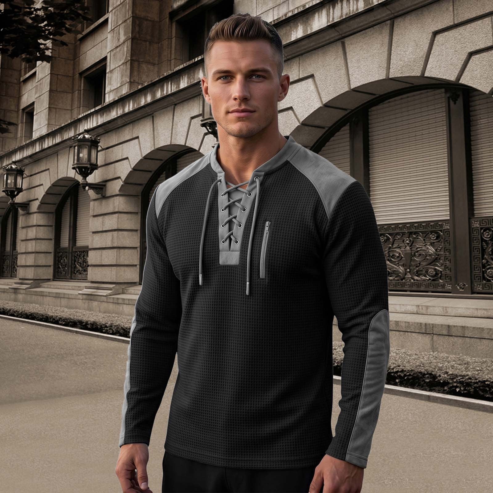 Conairie Polo Shirts For Men Long Sleeve Solid Color Fashion ...
